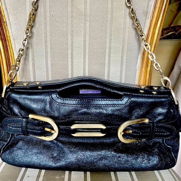 Jimmy Choo | Bags | Jimmy Choo Lather Bag With Gold Chain And Buckles ...